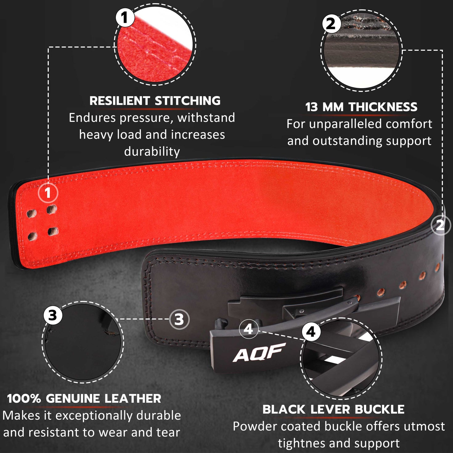AQF 13mm Leather Powerlifting Belt for Maximum Support – AQF Sports