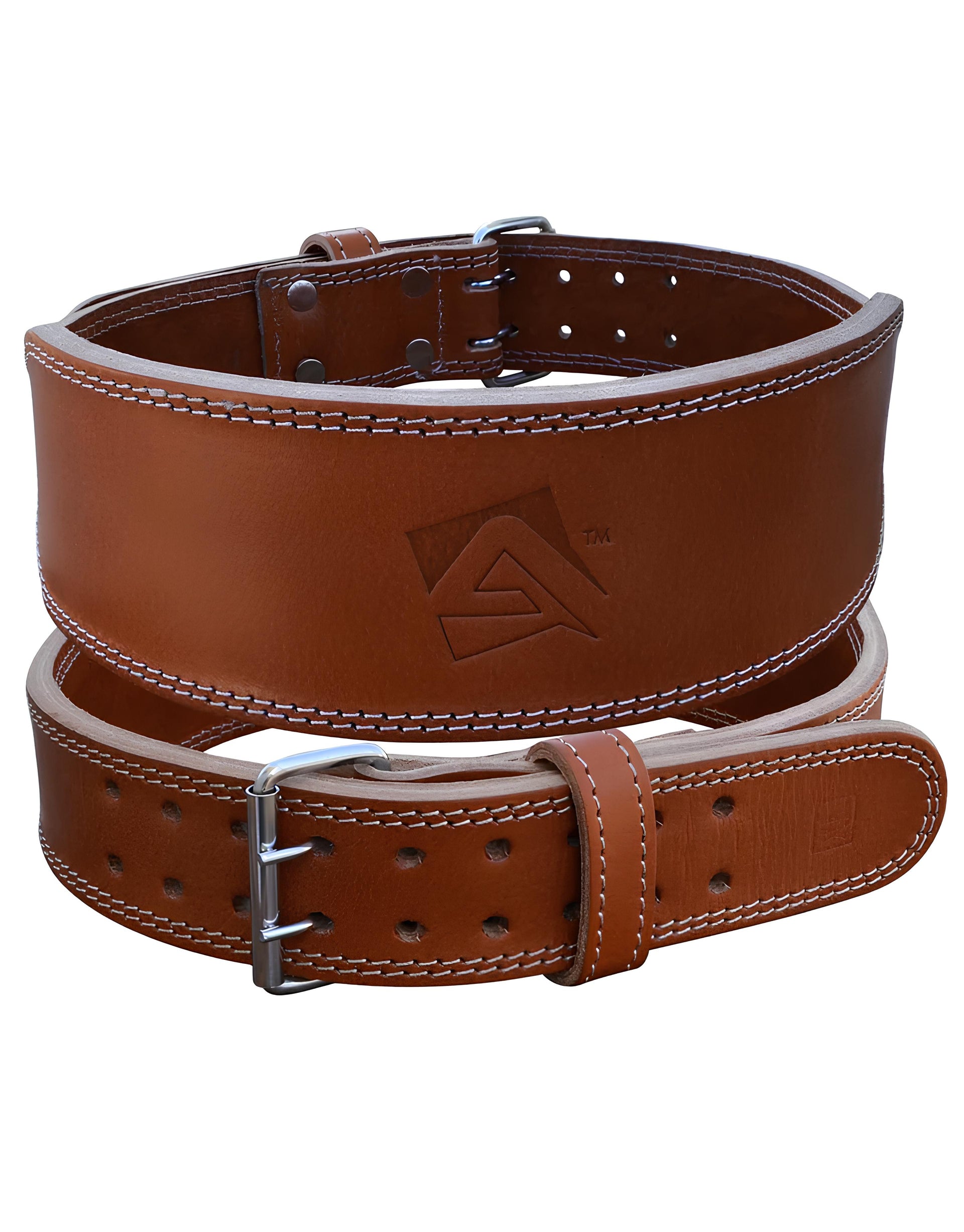 AQF 4" Brown Leather Weight Lifting Belt 10mm Thick
