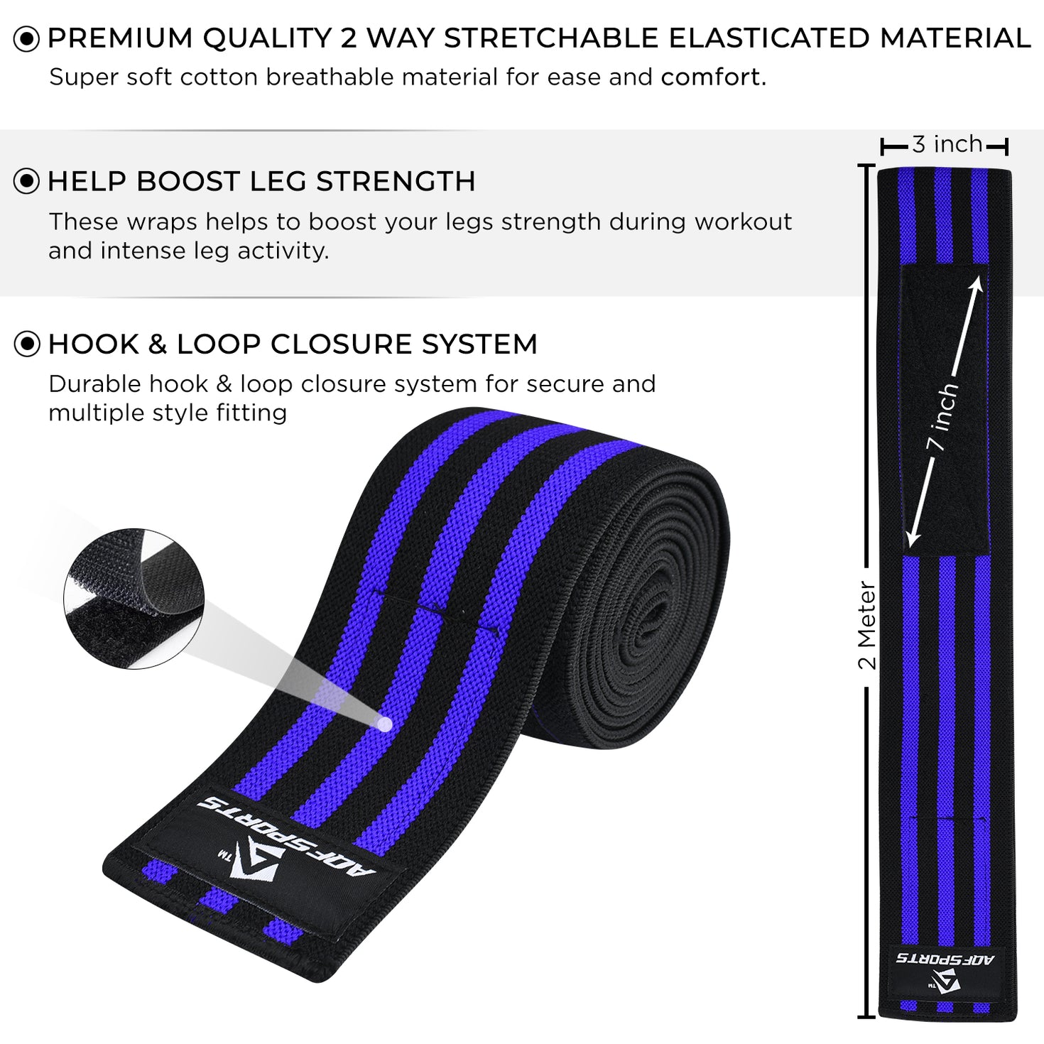 AQF 79 Inch Elasticated Knee Wraps Bandage Compression – AQF Sports