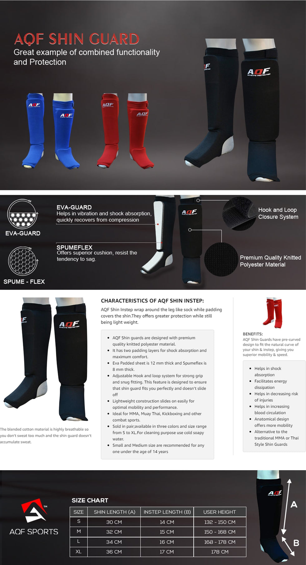 Buy Online Shin Instep Guards Elasticated - AQF Sports